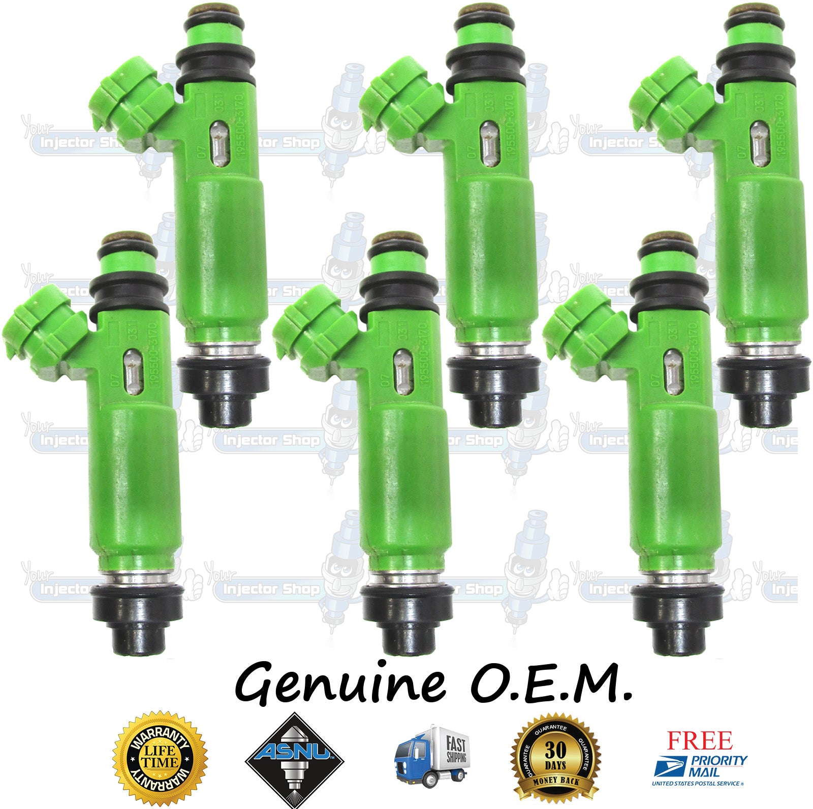 6x Genuine Mitsubishi Montero Sport Fuel Injectors MD332733 Denso 1955 ...